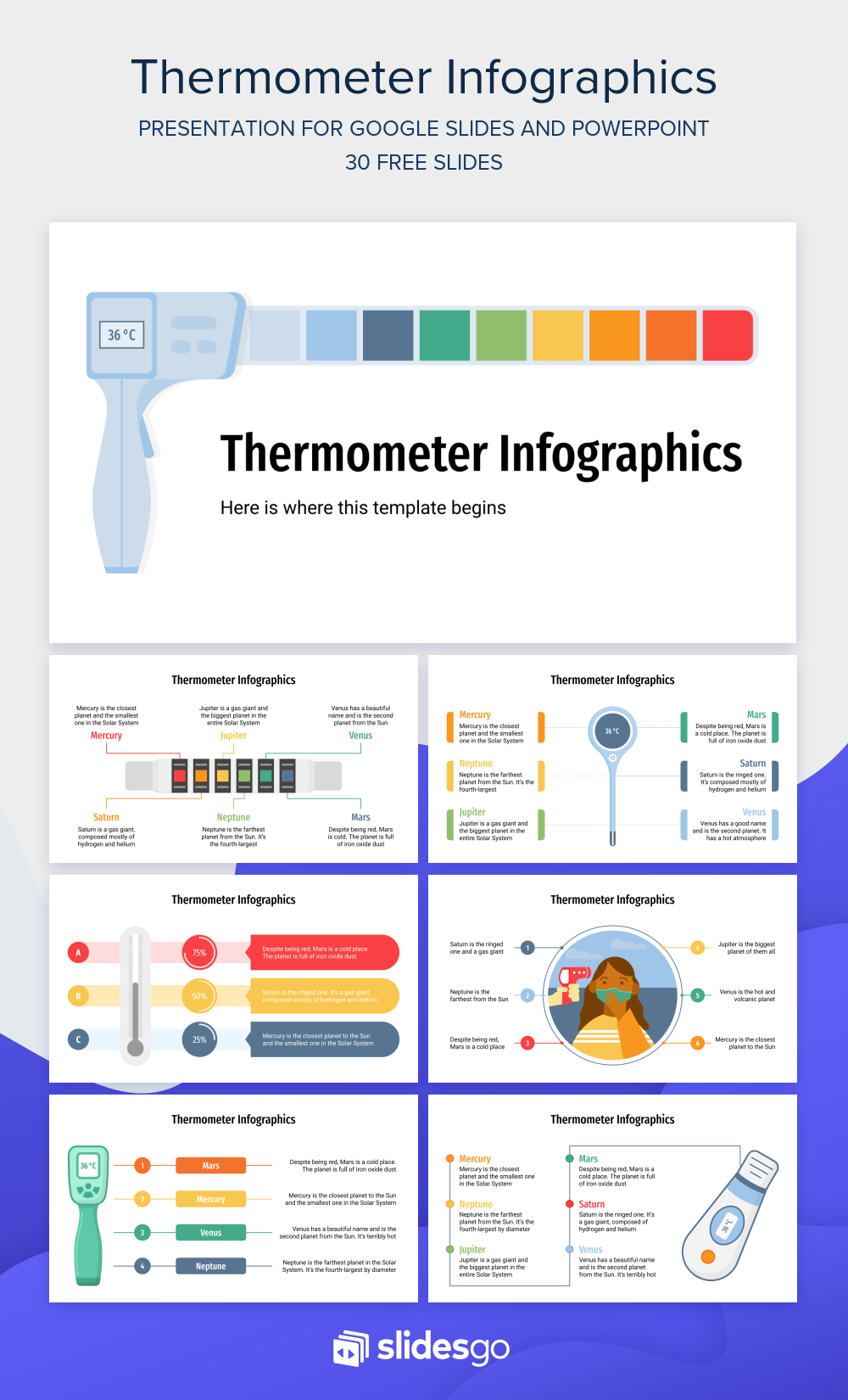 Thermometer Infographics for Google Slides and PPT