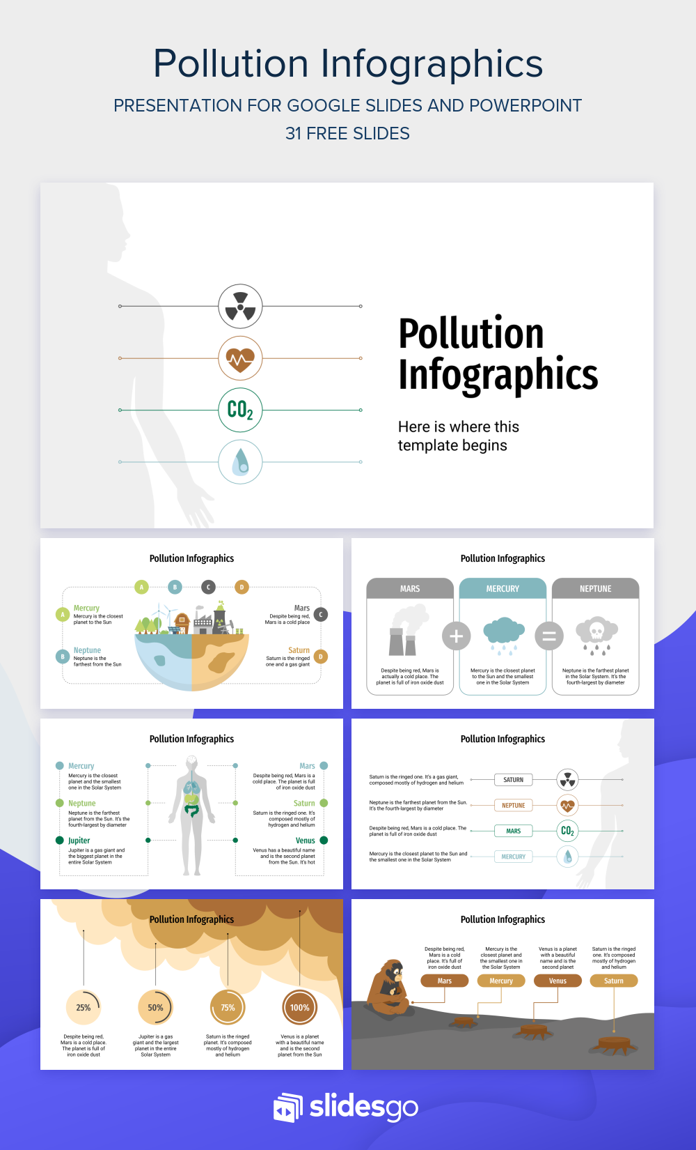 Free Pollution Infographics for Google Slides and PowerPoint