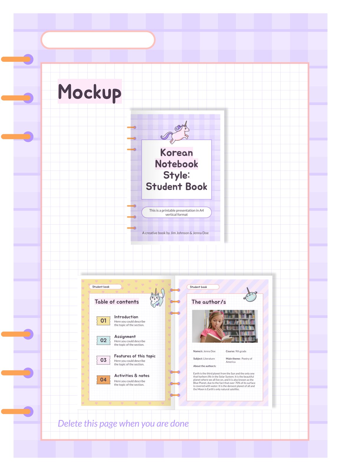 Korean Notebook Style: Student Book | Google Slides & PPT