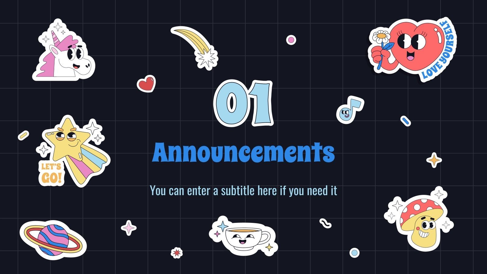 Newsletter con stickers estilo cartoon | Google Slides y PPT