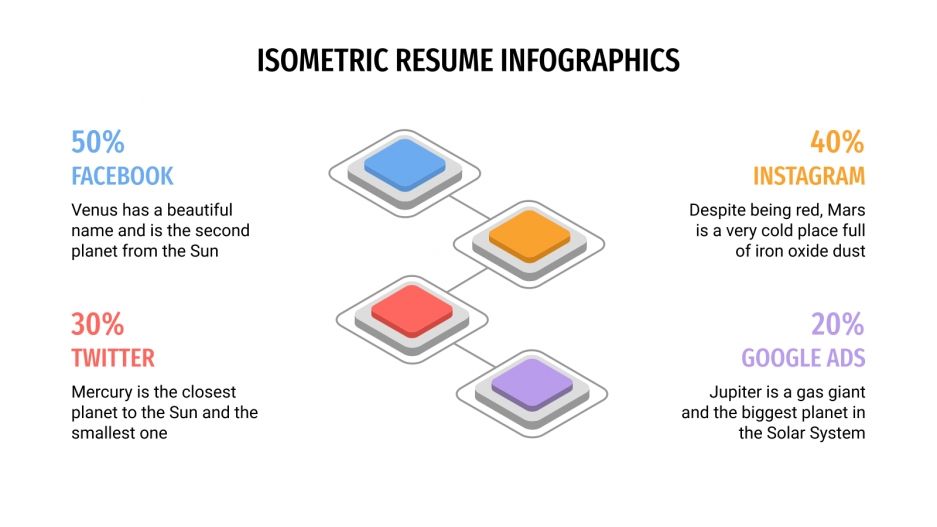 Isometric Resume Infographics for Google Slides and PPT