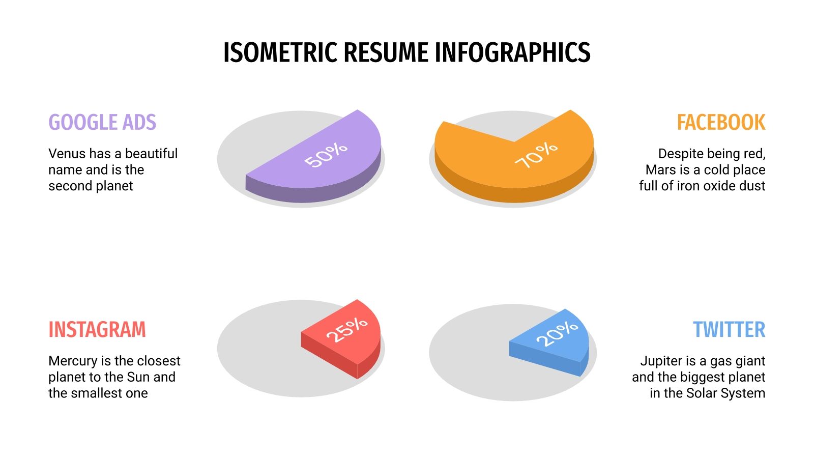 Isometric Resume Infographics for Google Slides and PPT