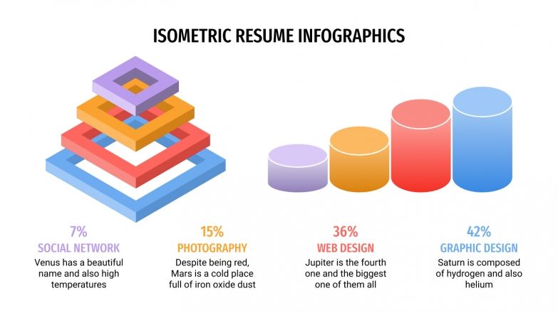 Isometric Resume Infographics for Google Slides and PPT