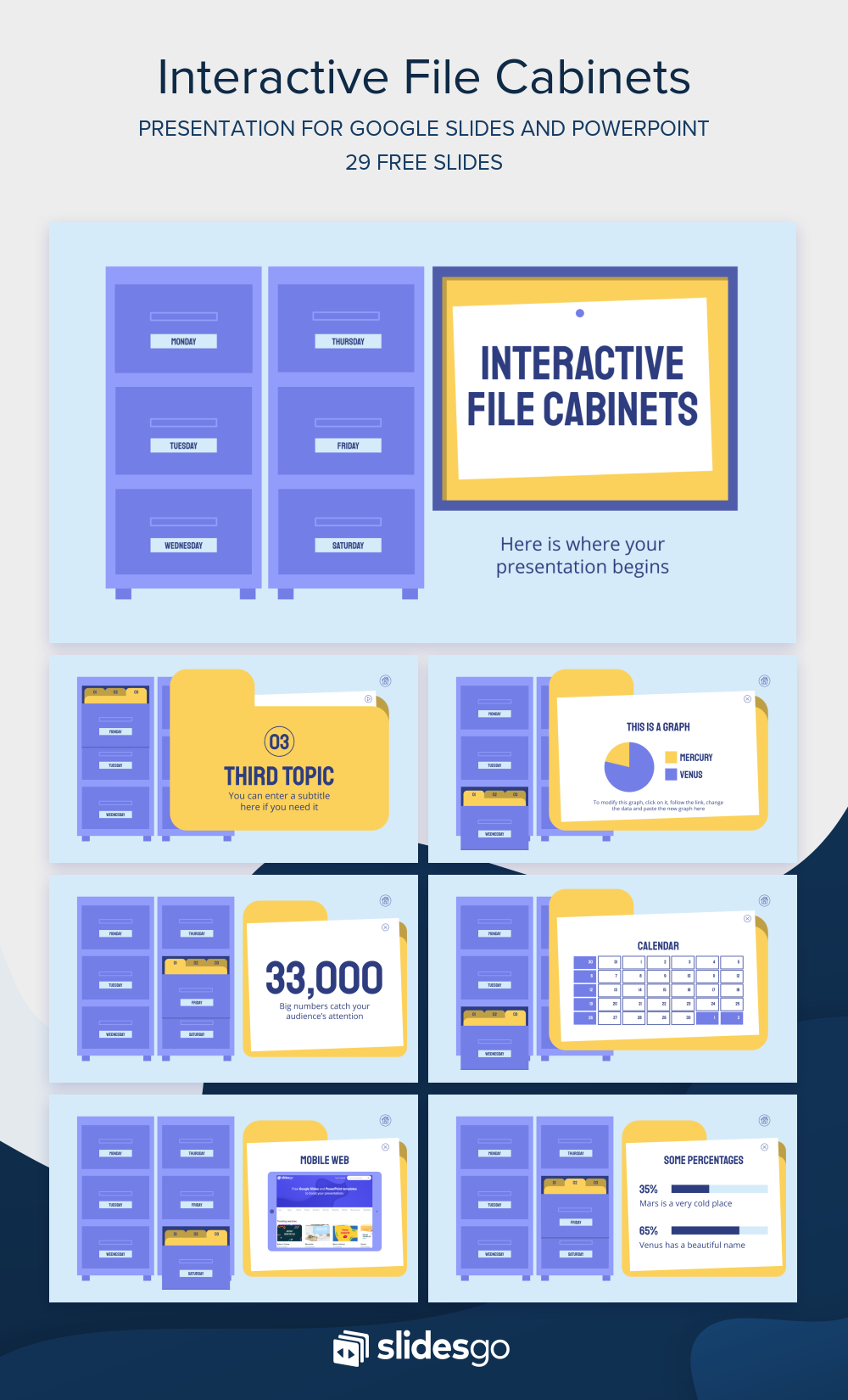 Interactive File Cabinets Google Slides & PowerPoint template