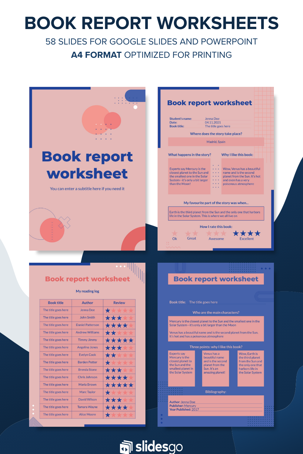 Book Report Worksheets | Google Slides & PowerPoint