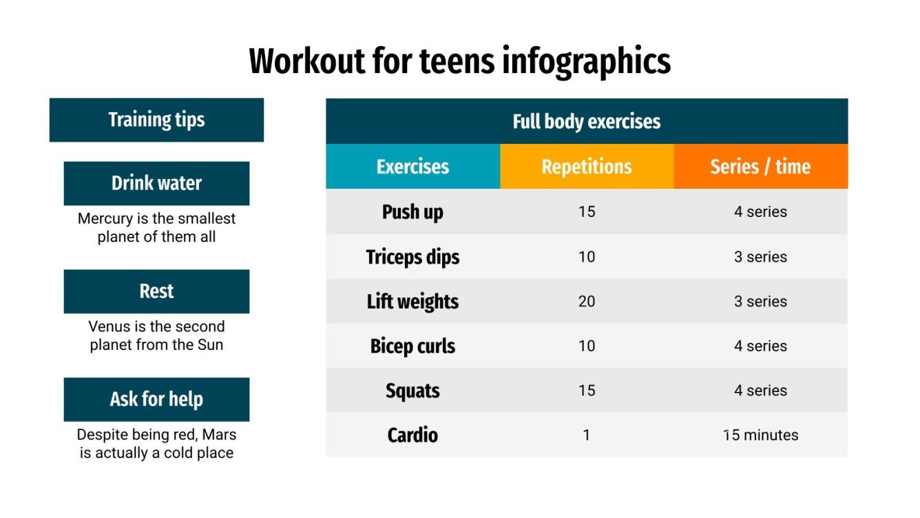 Workout for Teens Infographics | Google Slides & PowerPoint
