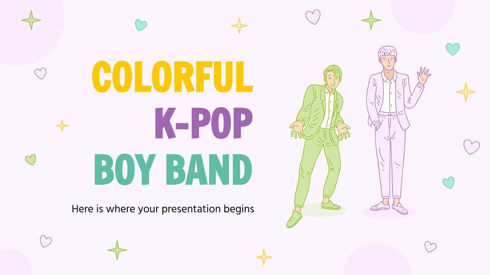 Banda colorida masculina de k-pop | Google Slides y PowerPoint