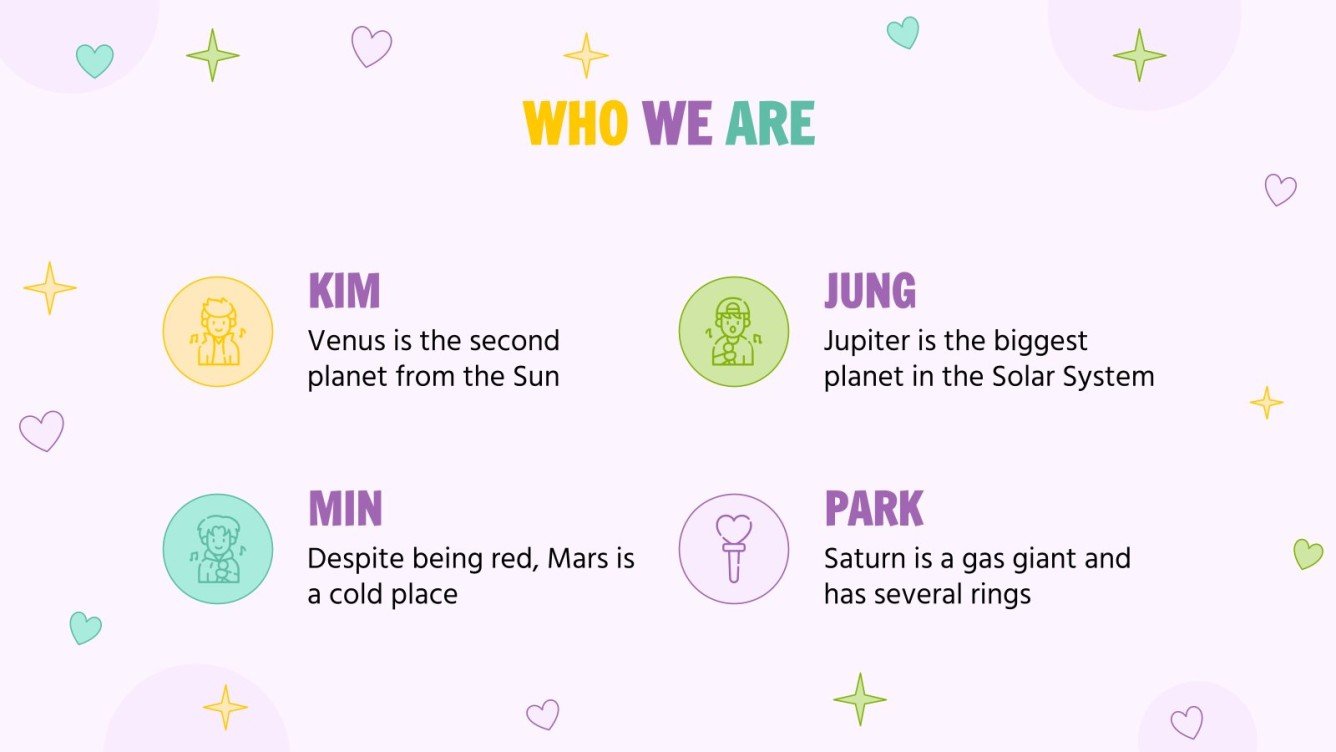 Banda colorida masculina de k-pop | Google Slides y PowerPoint