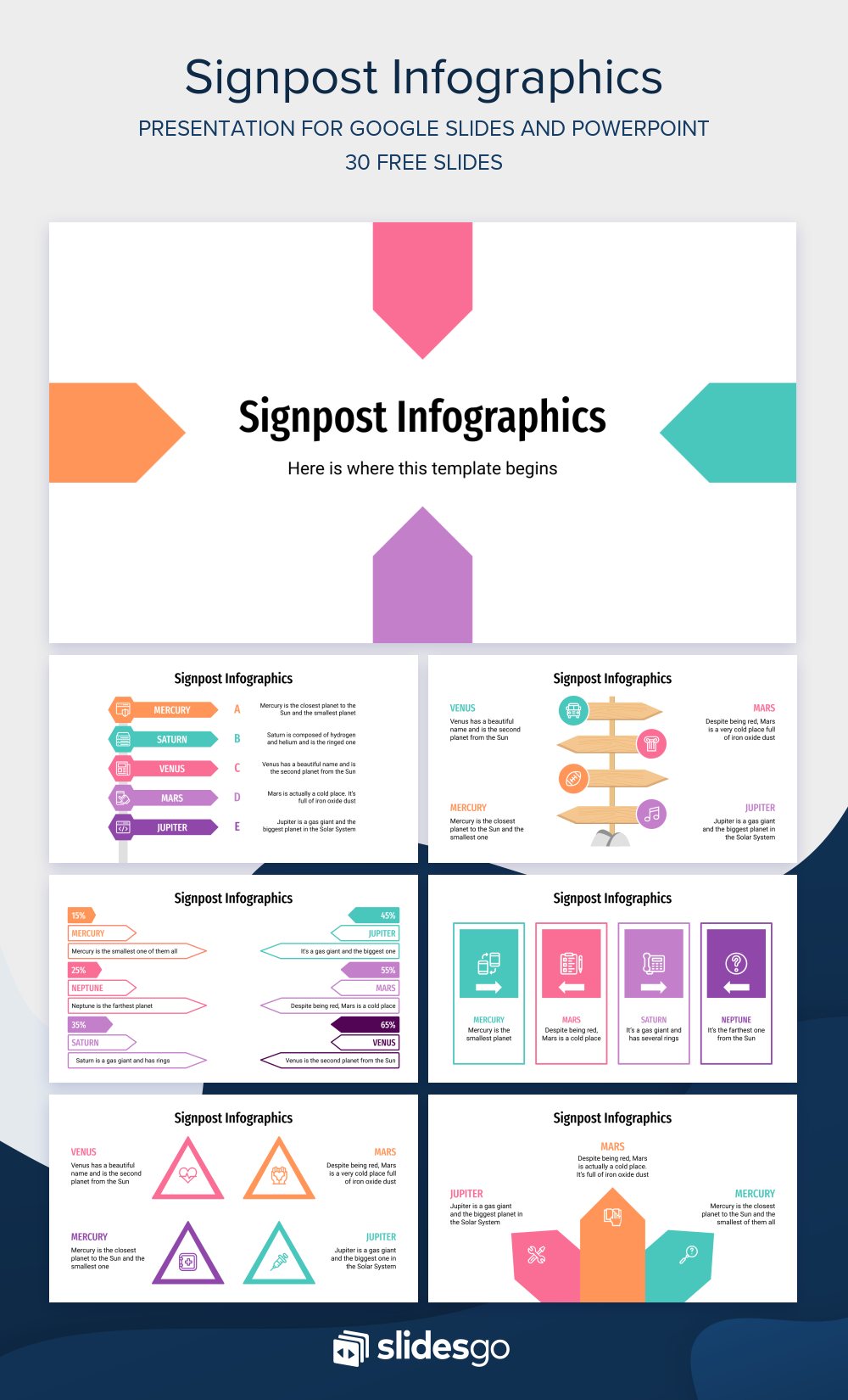 Free Signpost Infographics for Google Slides and PPT