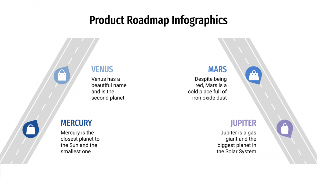Infographies de feuille de route de produits | Modèle Google Slides et PPT