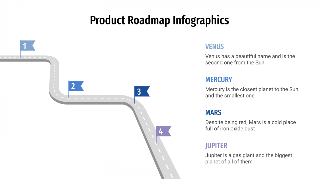 Infographies de feuille de route de produits | Modèle Google Slides et PPT