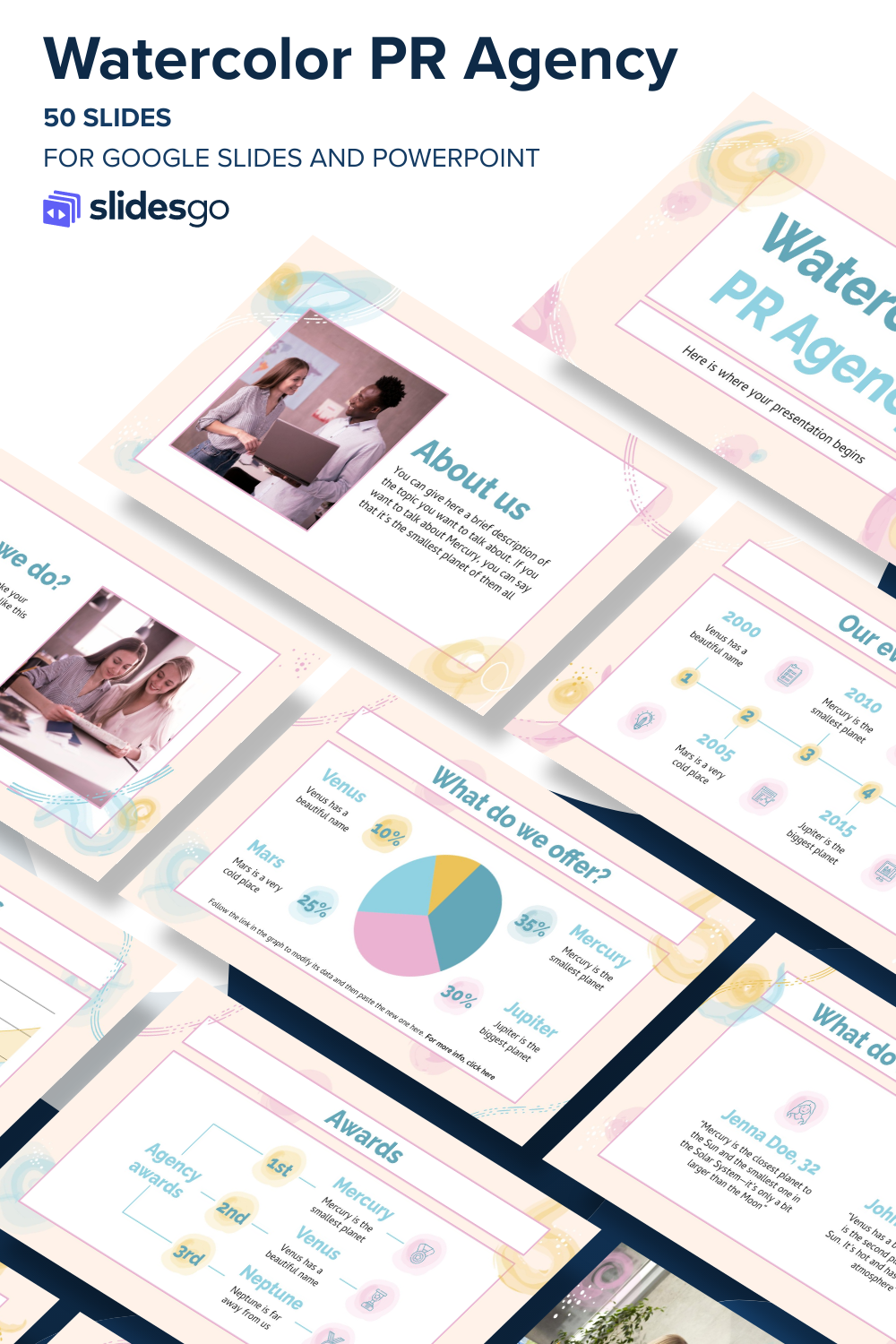 Watercolor PR Agency | Google Slides & PPT template