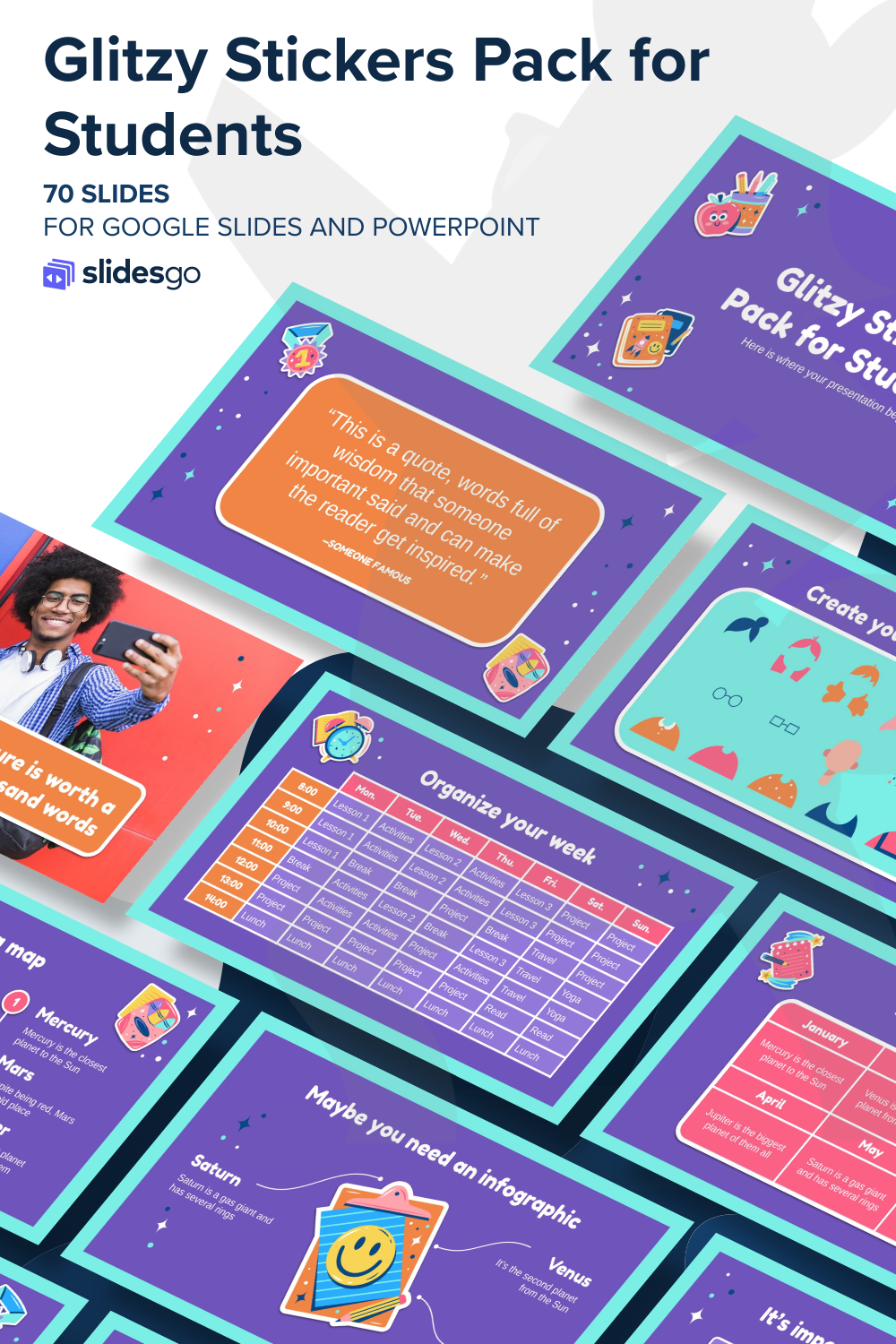 Glitzy Stickers Pack for Students | Google Slides & PPT