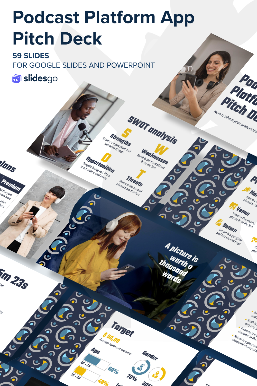 Podcast Platform App Pitch Deck | Google Slides & PowerPoint