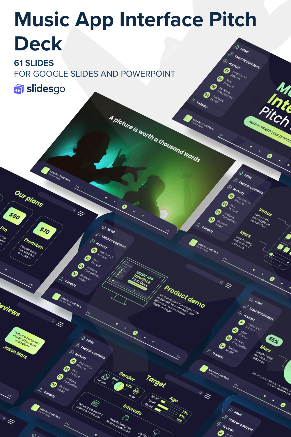 Music App Interface Pitch Deck | Google Slides & PowerPoint
