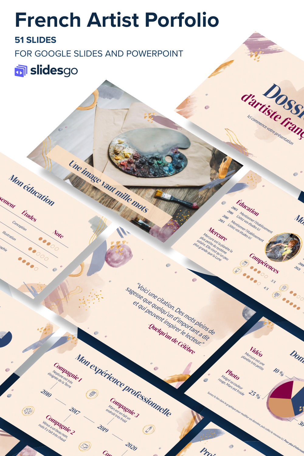French Artist Porfolio | Google Slides & PowerPoint