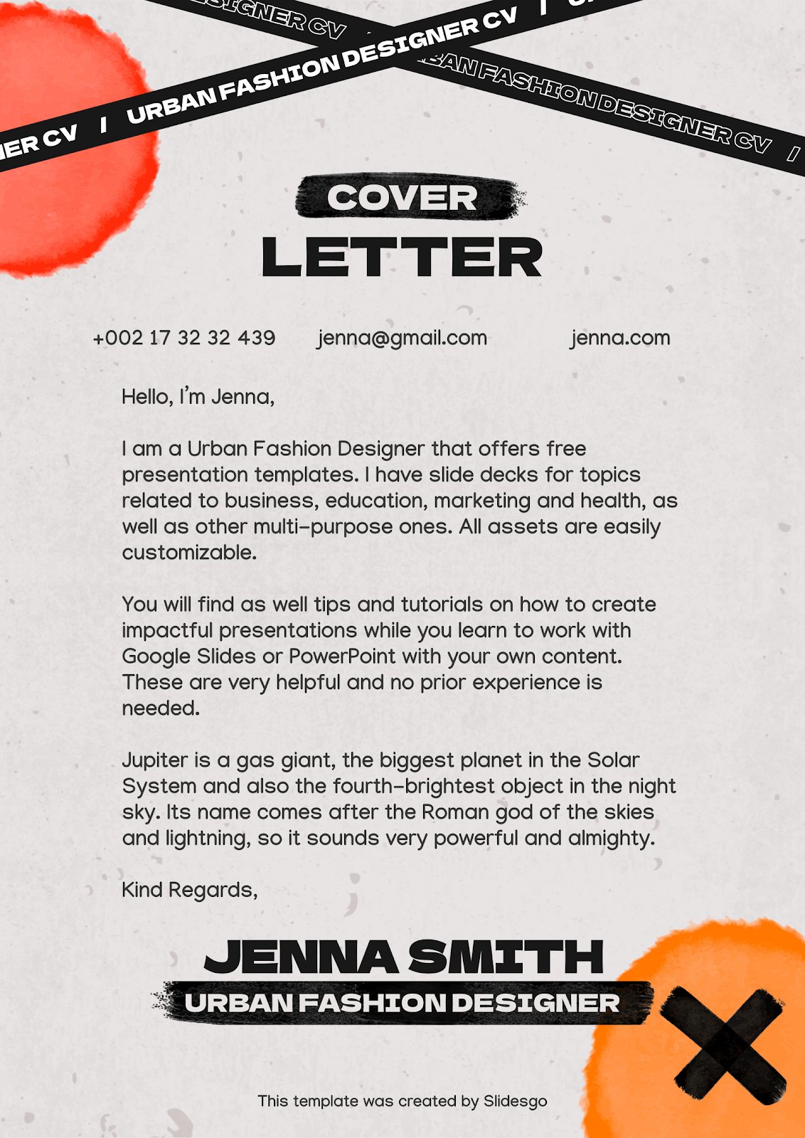 Urban Fashion Designer CV | Google Slides & PowerPoint