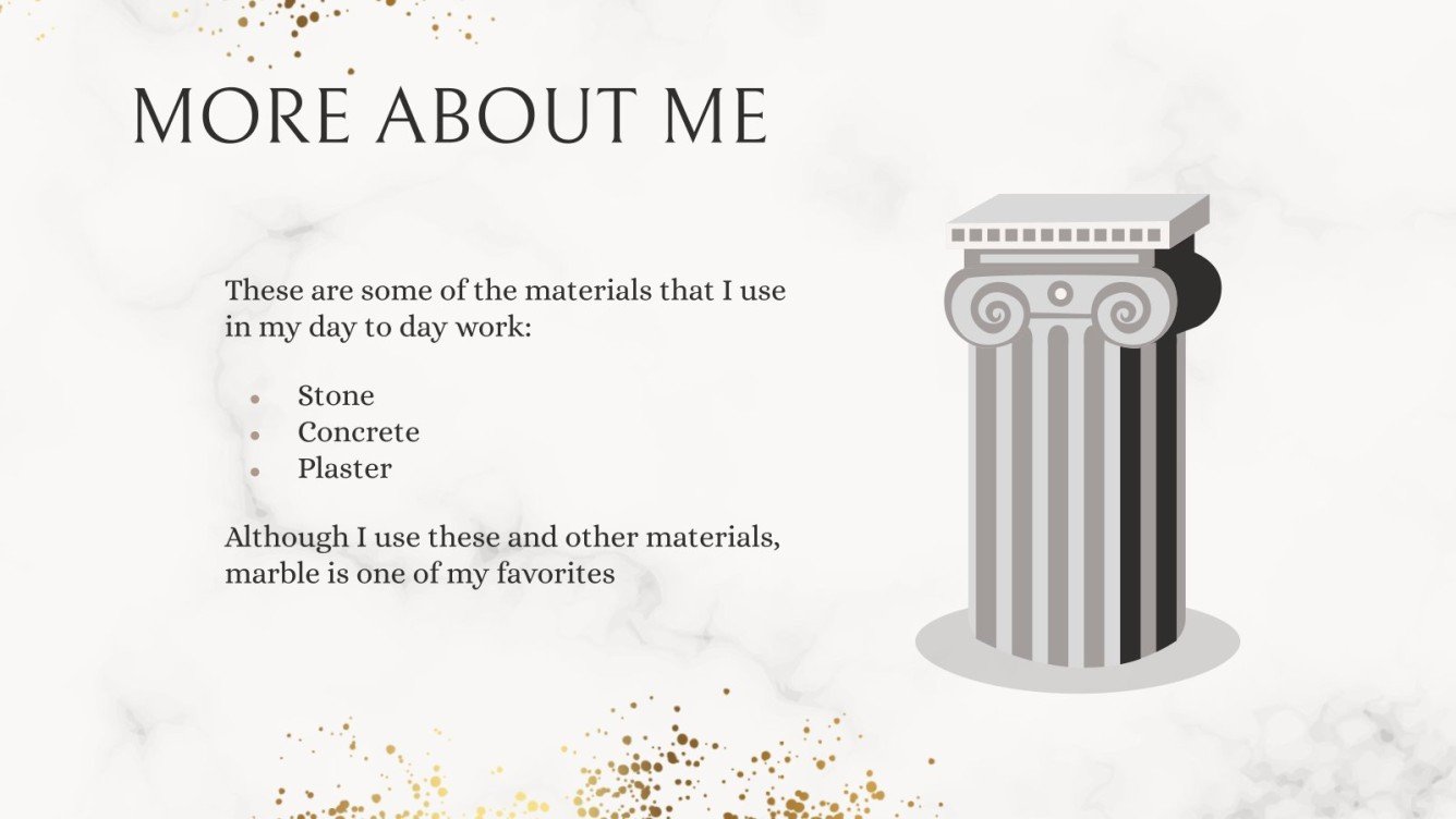 Light Academia Marble Sculptor Portfolio | Google Slides