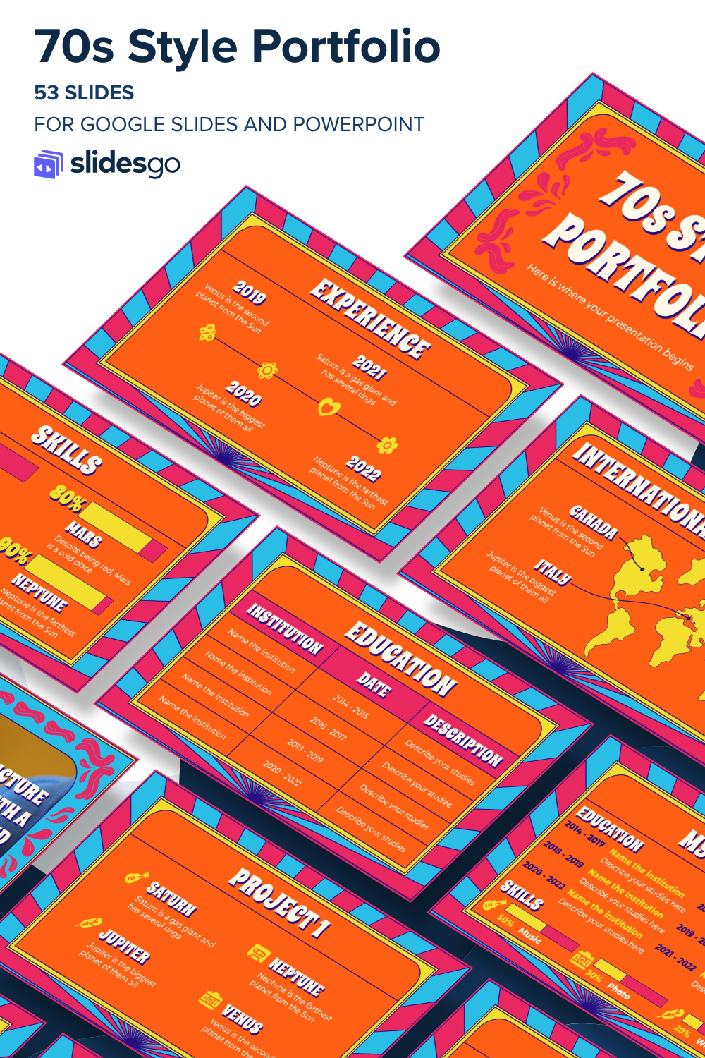 70s Style Portfolio | Google Slides and PowerPoint Template