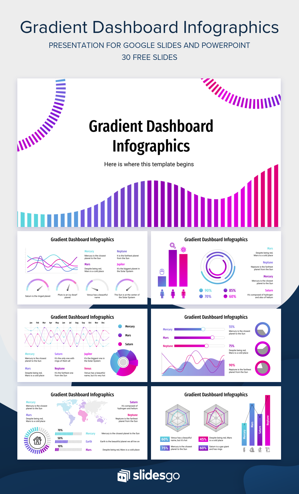 Gradient Dashboard Infographics for Google Slides and PPT