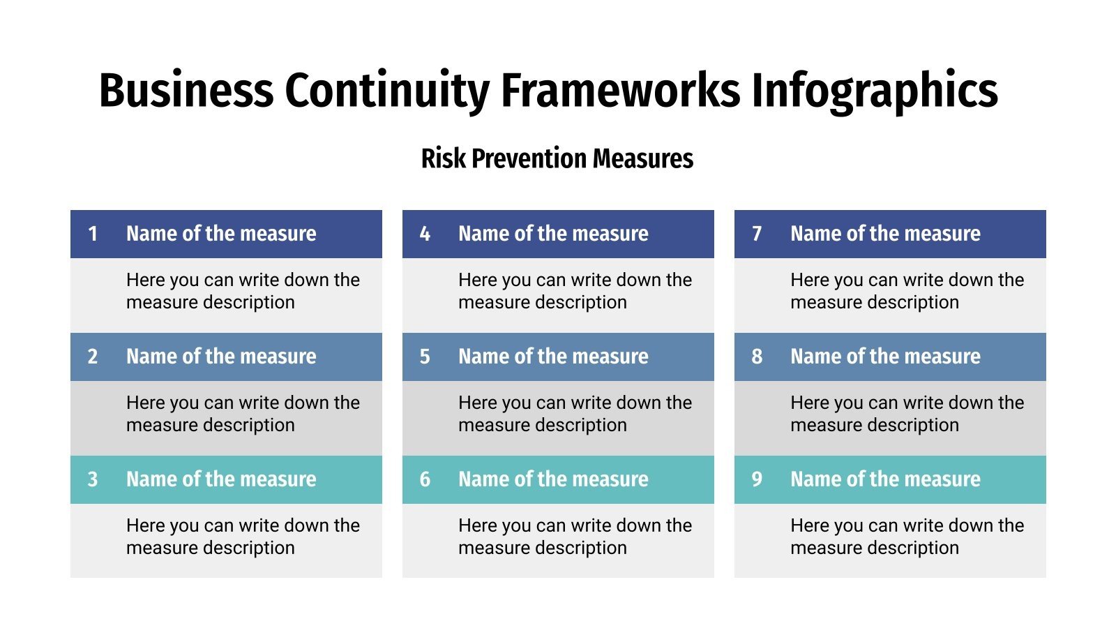 Business Continuity Frameworks Infographics | Google Slides