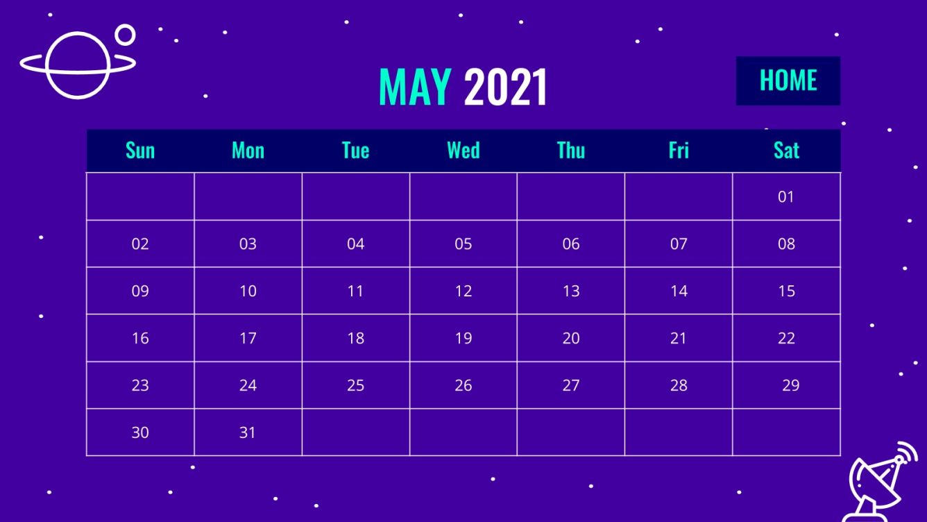 Calendario galáctico | Plantilla de Google Slides y PowerPoint