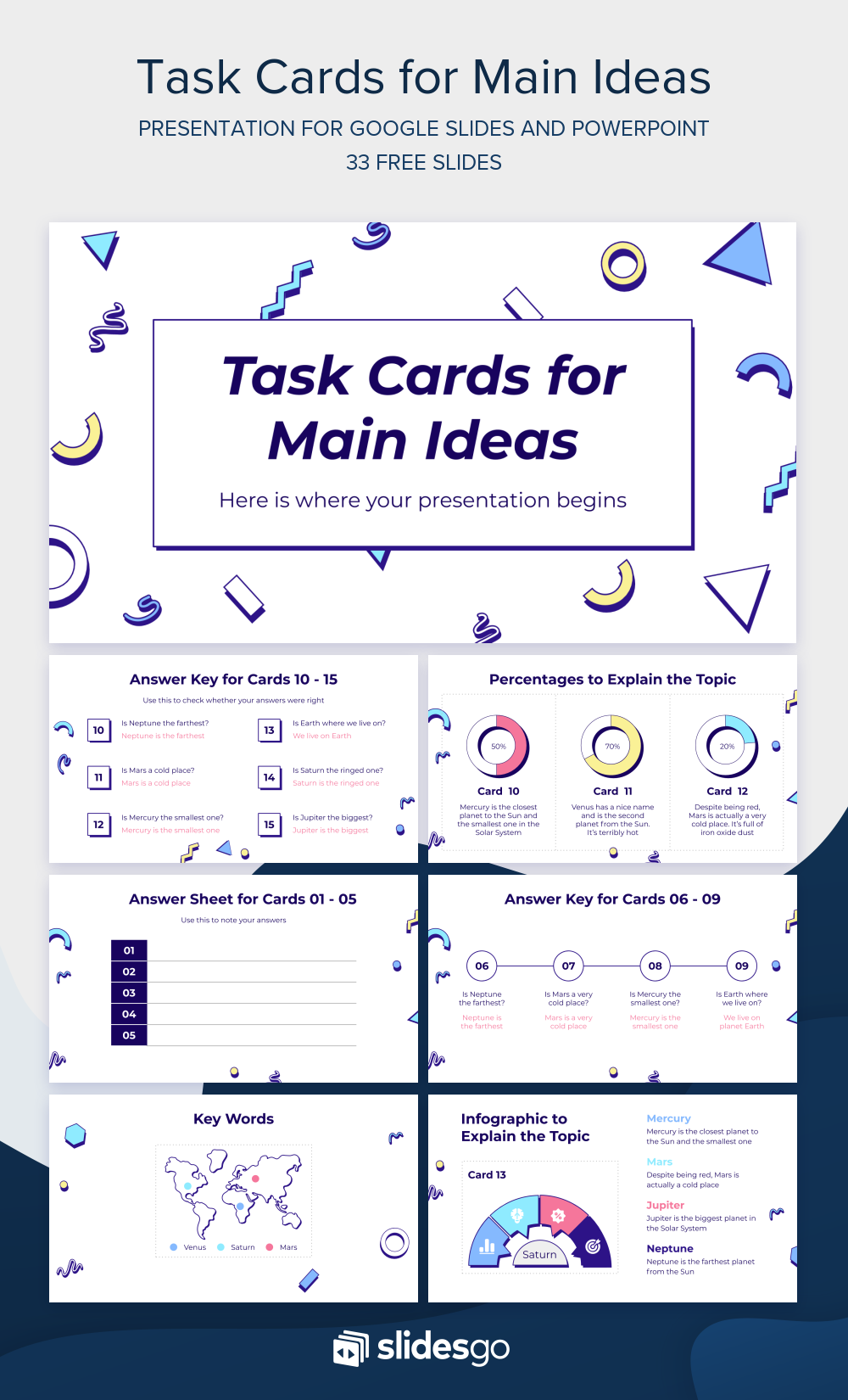 Task Cards for Main Ideas Google Slides & PowerPoint template
