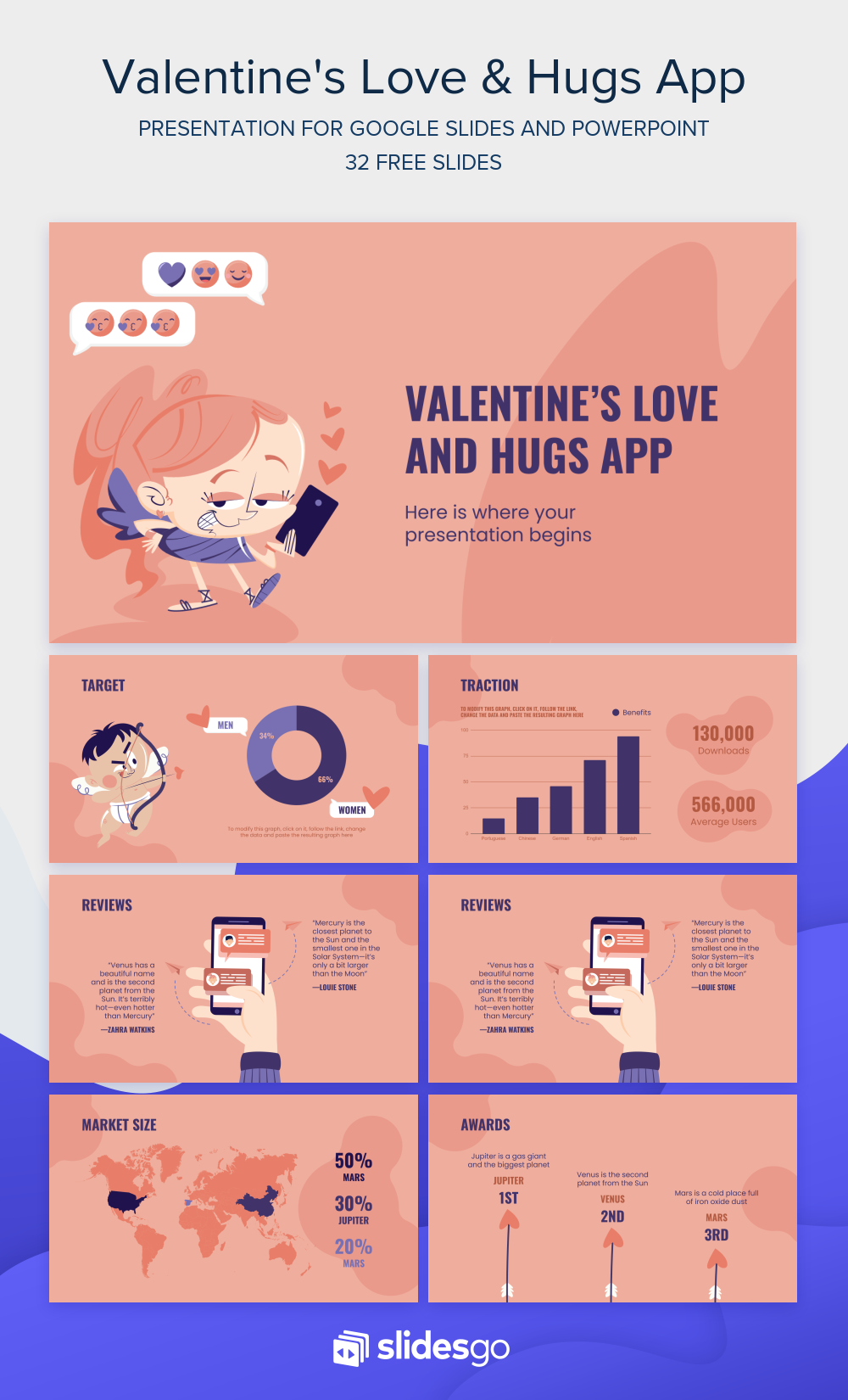 Valentine's Love & Hugs App Google Slides & PPT template