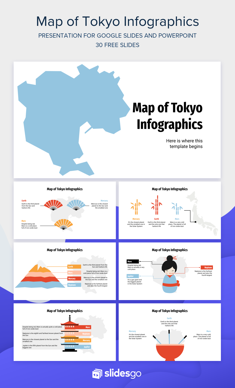 Map of Tokyo Infographics for Google Slides and PowerPoint