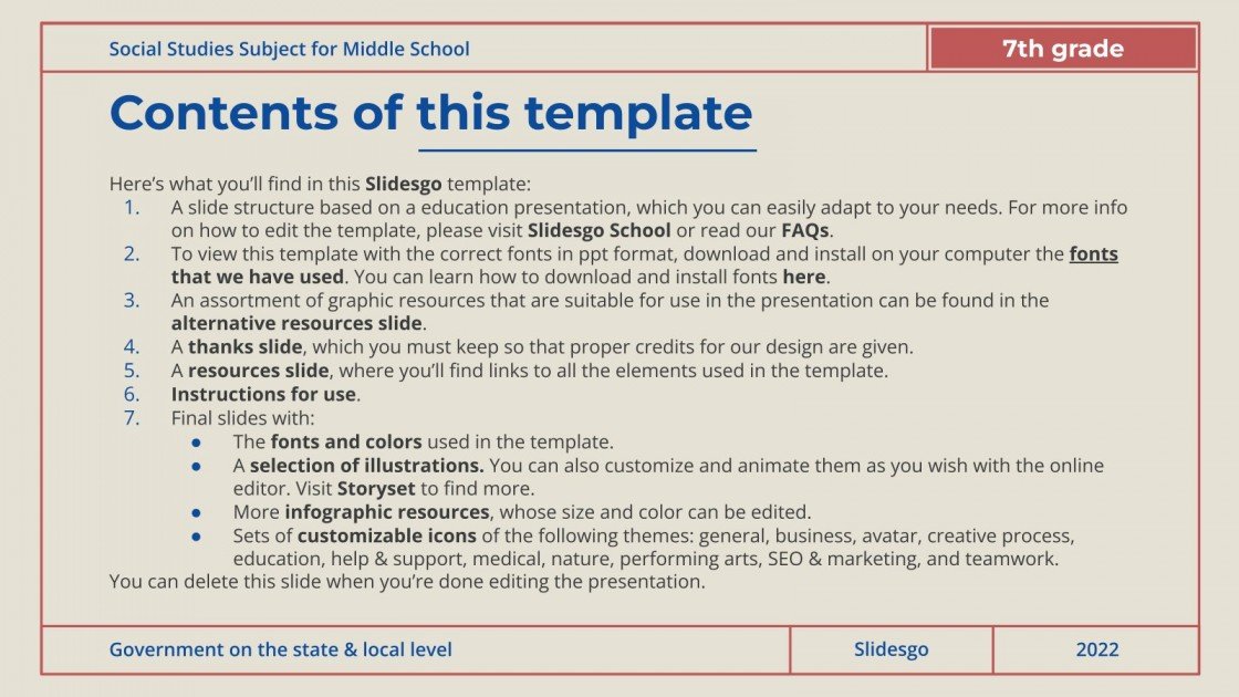 Social Studies Subject for 7th Grade: Government on the US