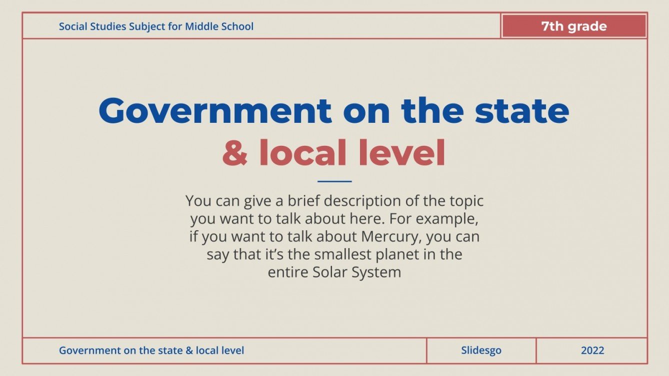 Social Studies Subject for 7th Grade: Government on the US