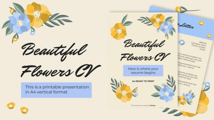 Floral Pattern CV | Google Slides & PowerPoint template