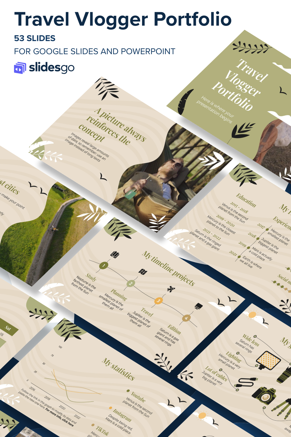 Travel Vlogger Portfolio | Google Slides and PowerPoint