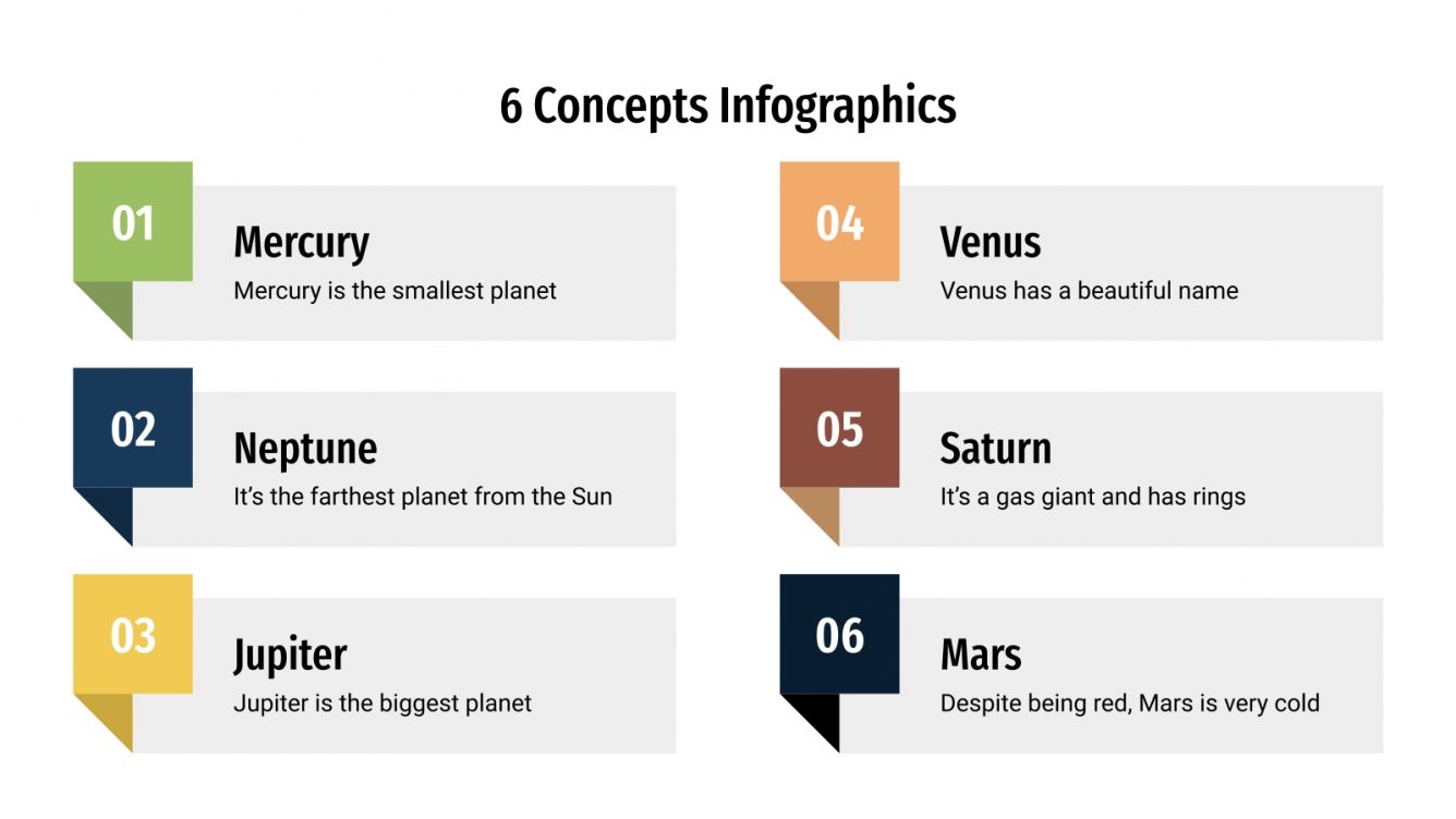 Free 6 Concepts Infographics for Google Slides and PowerPoint