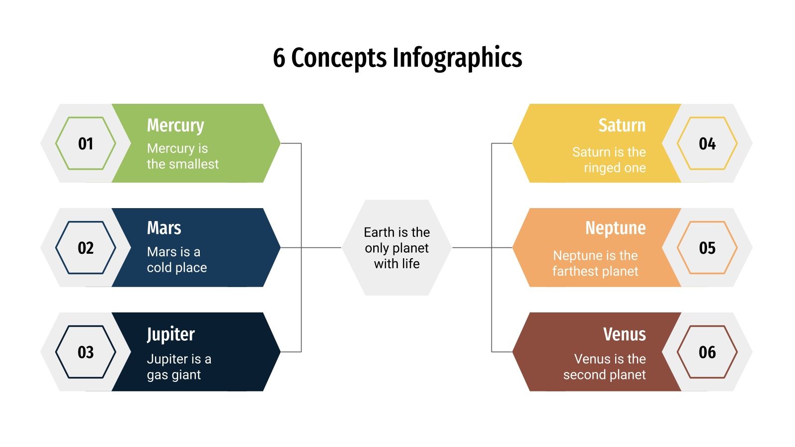 Free 6 Concepts Infographics for Google Slides and PowerPoint