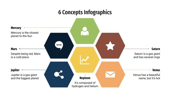 Free 6 Concepts Infographics for Google Slides and PowerPoint
