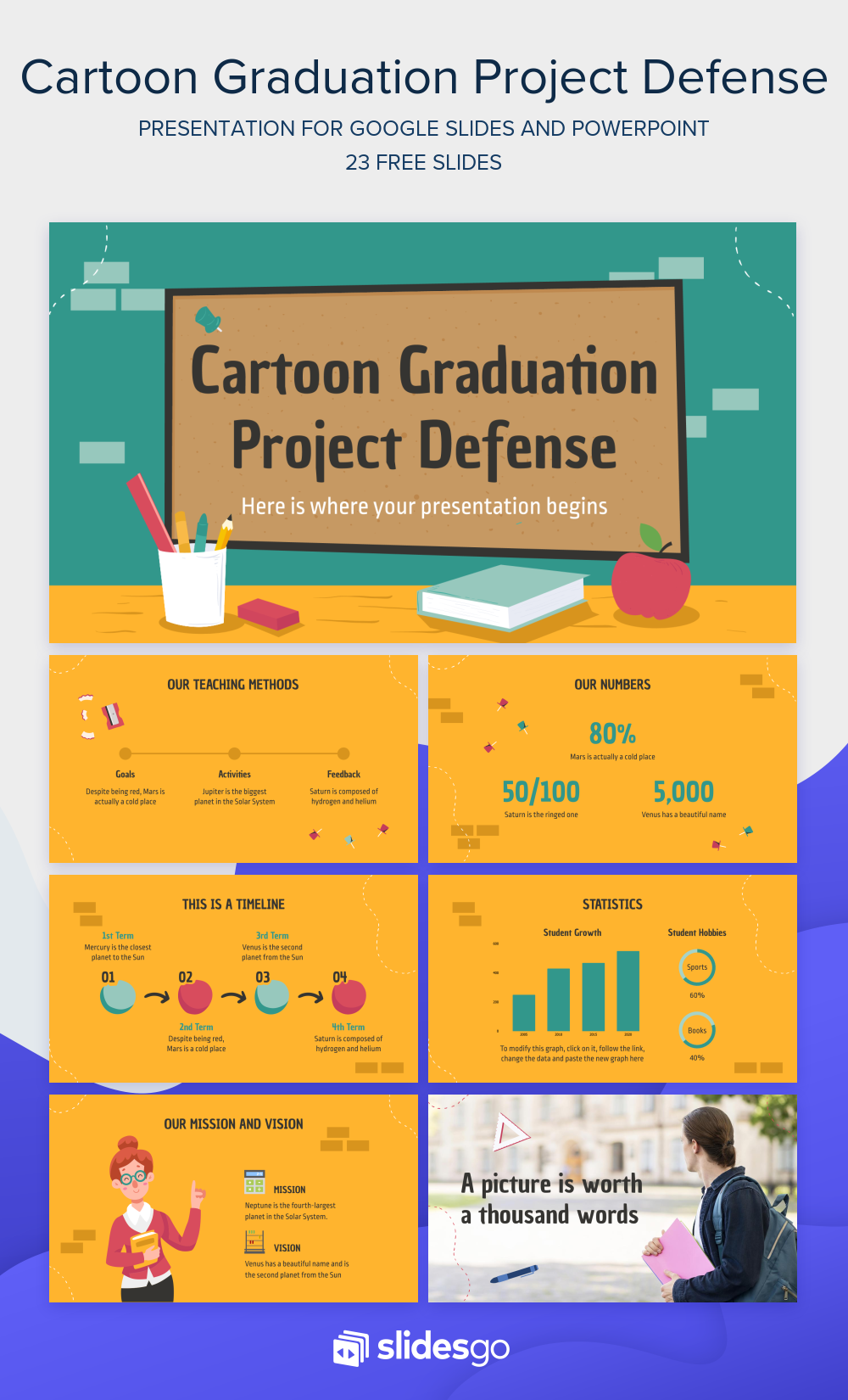 Cartoon Graduation Project Google Slides & PowerPoint template