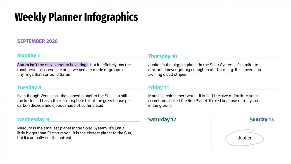 Free Weekly Planner Infographics for Google Slides and PPT