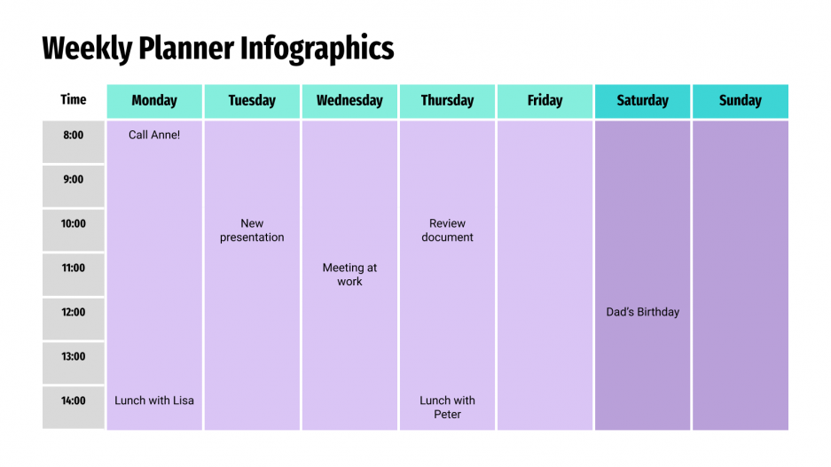 Free Weekly Planner Infographics for Google Slides and PPT