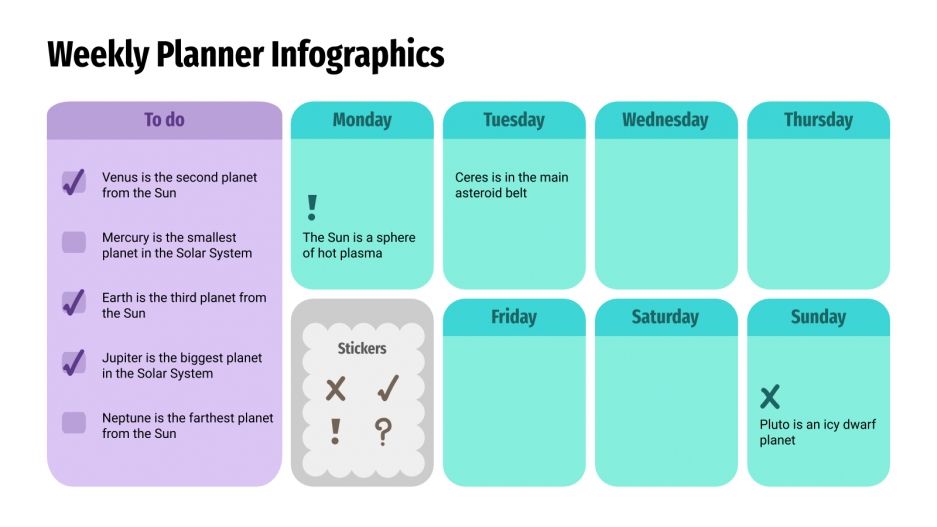 Free Weekly Planner Infographics for Google Slides and PPT