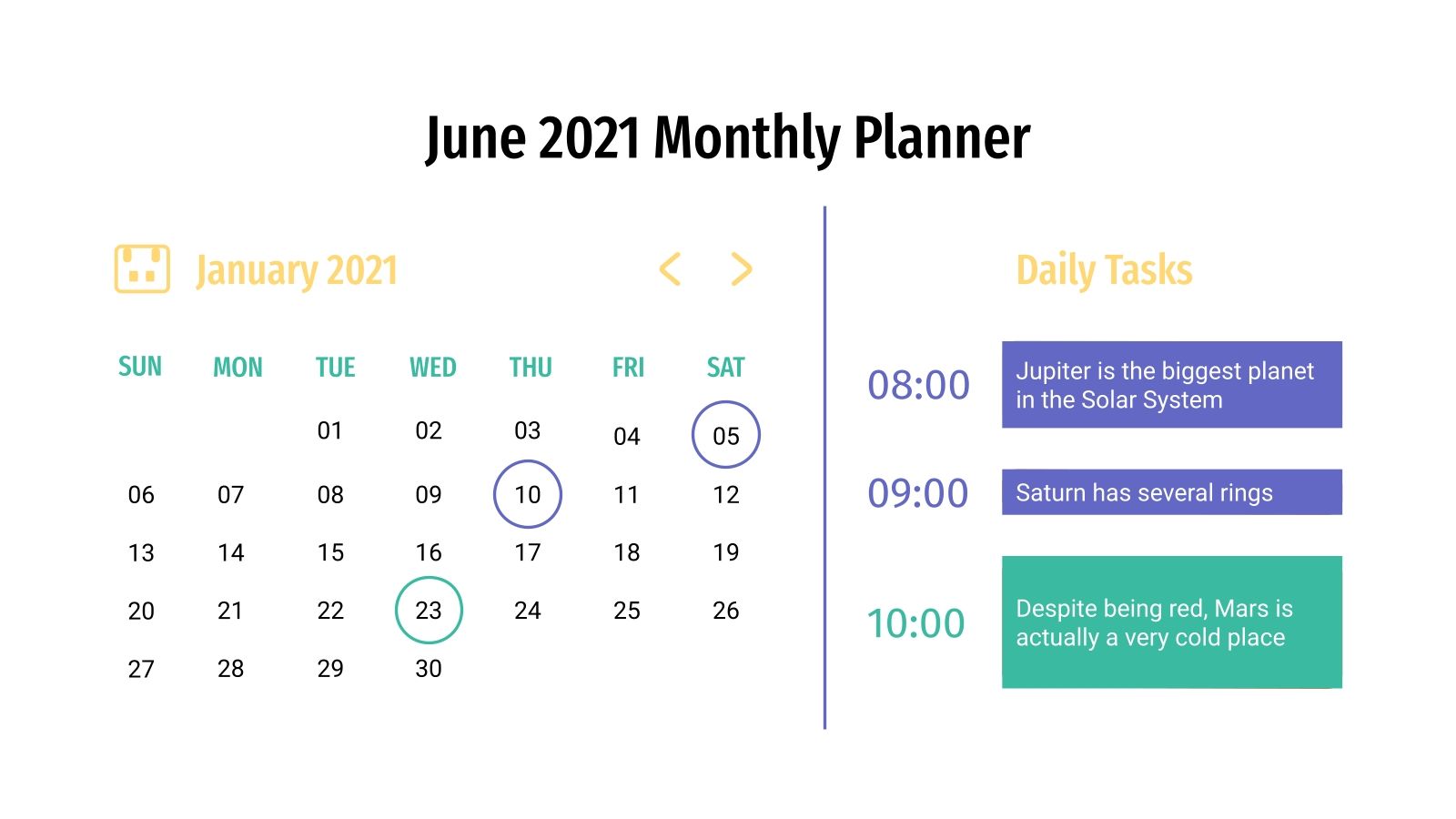 June 2021 Monthly Planner Infographics for Google Slides & PPT