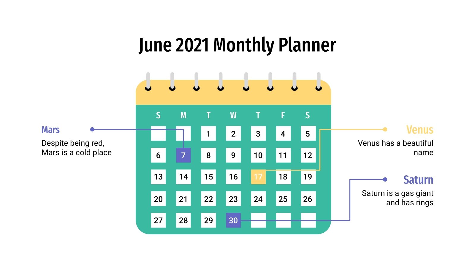 June 2021 Monthly Planner Infographics for Google Slides & PPT