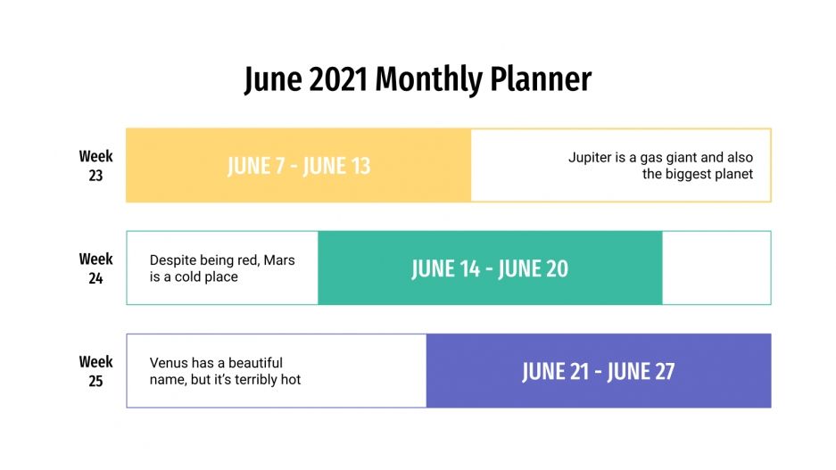 June 2021 Monthly Planner Infographics for Google Slides & PPT
