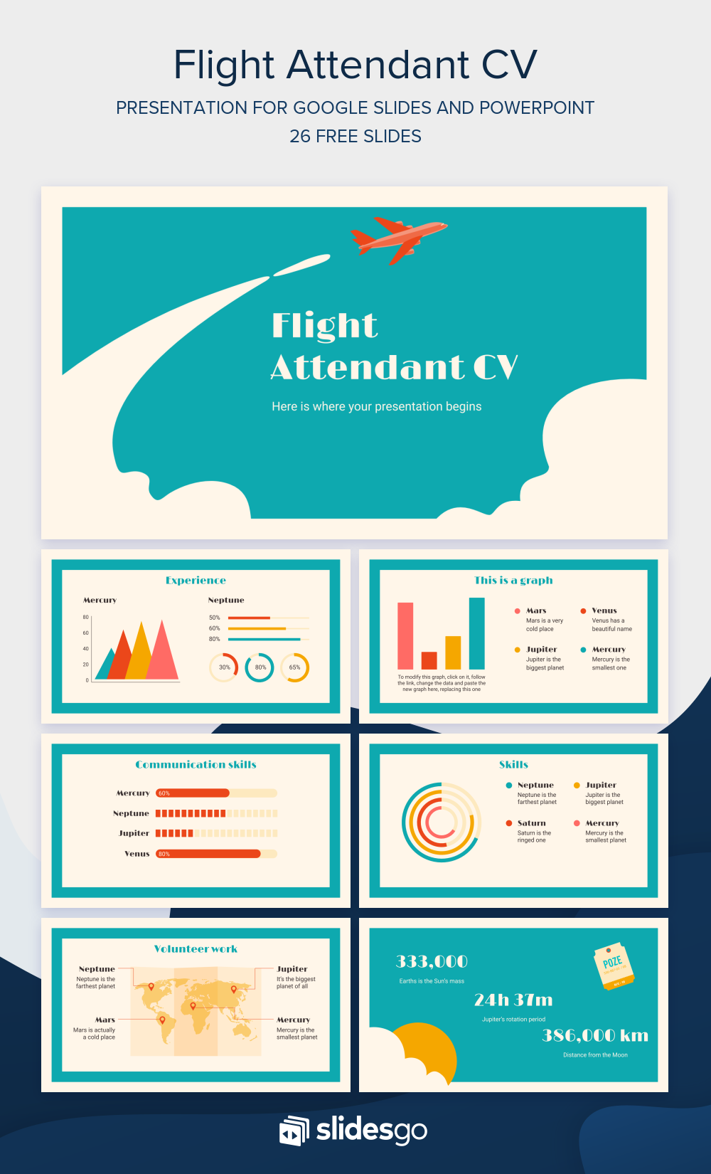 Flight Attendant CV Google Slides theme & PPT template