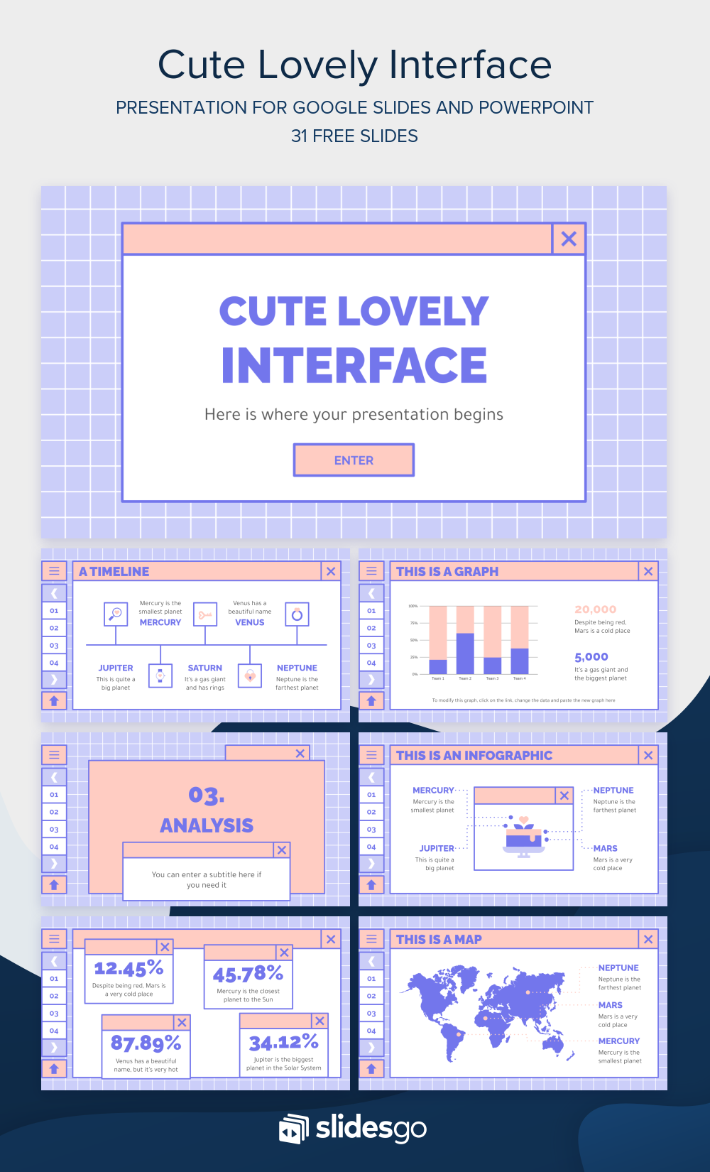 Cute Lovely Interface Google Slides & PowerPoint template