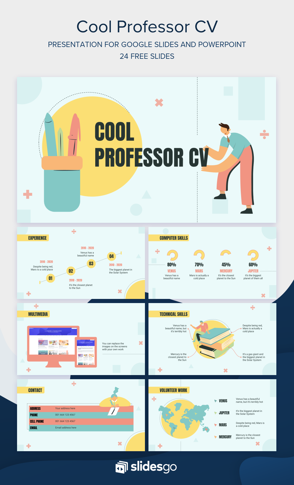 Cool Professor CV Google Slides theme & PowerPoint template