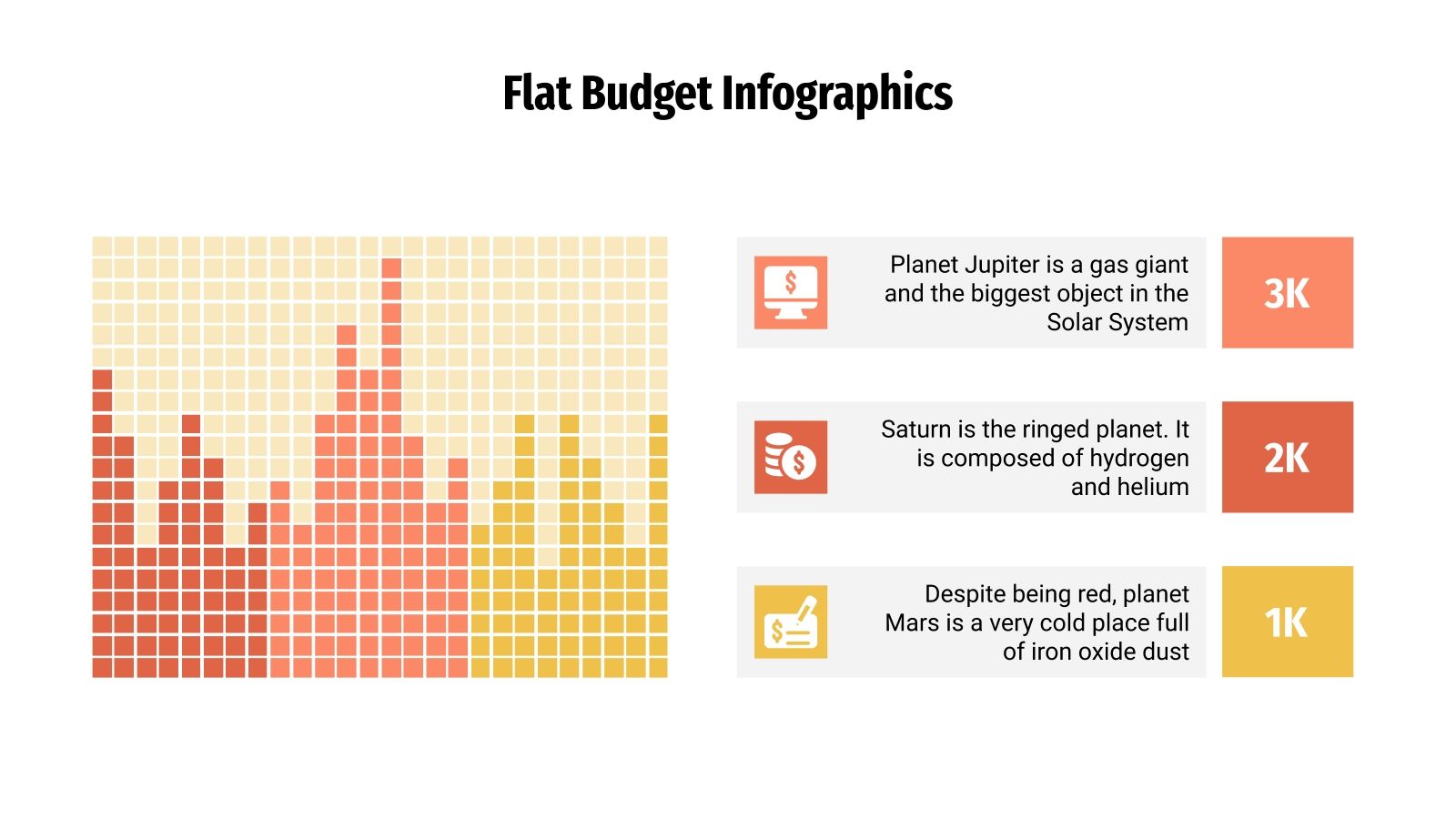Free Flat Budget Infographics for Google Slides and PowerPoint