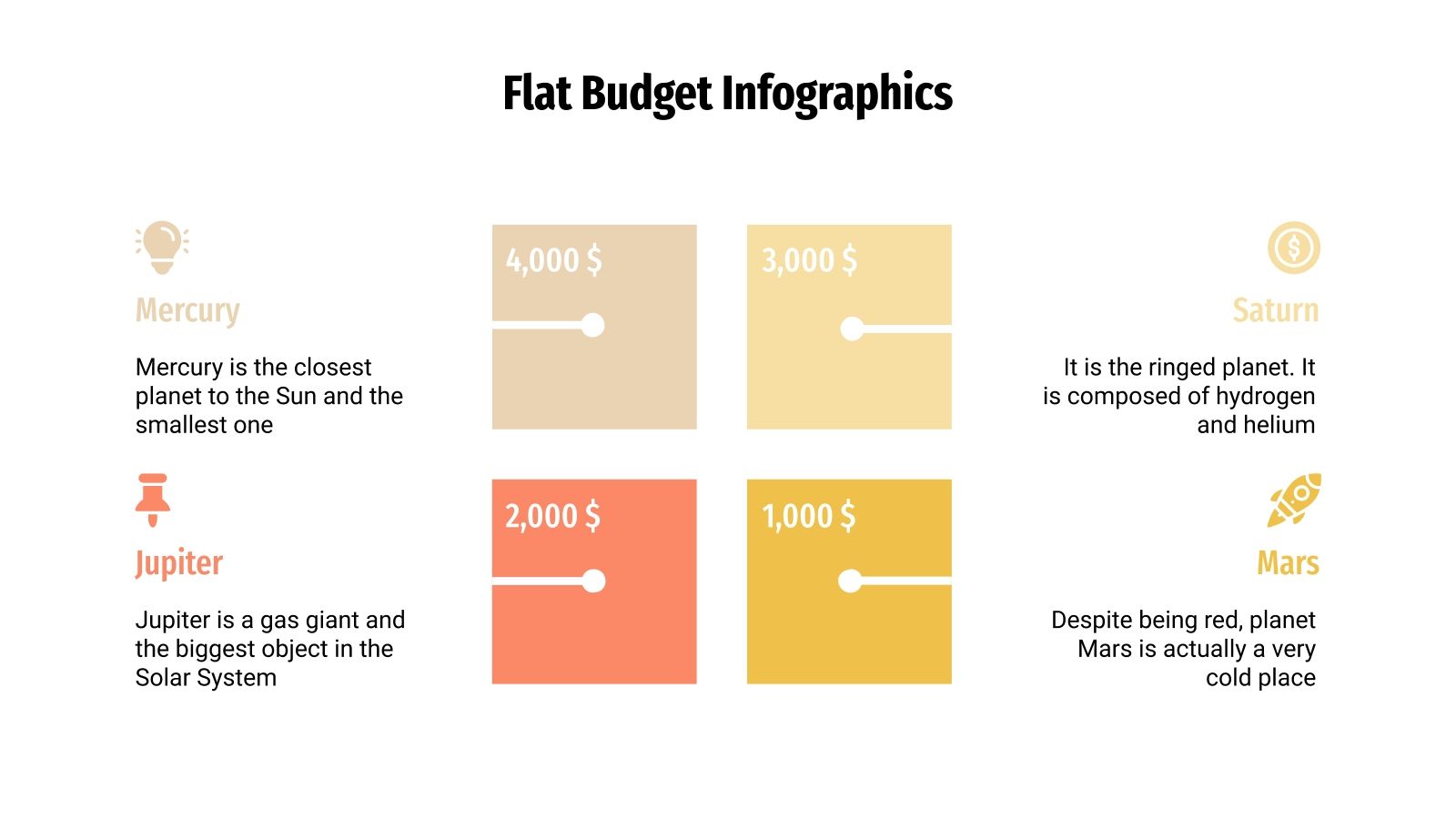 Free Flat Budget Infographics for Google Slides and PowerPoint