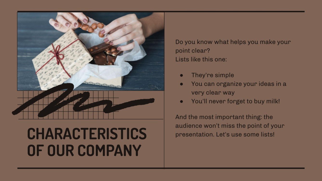 Delicious Chocolate Company Profile | Google Slides & PPT