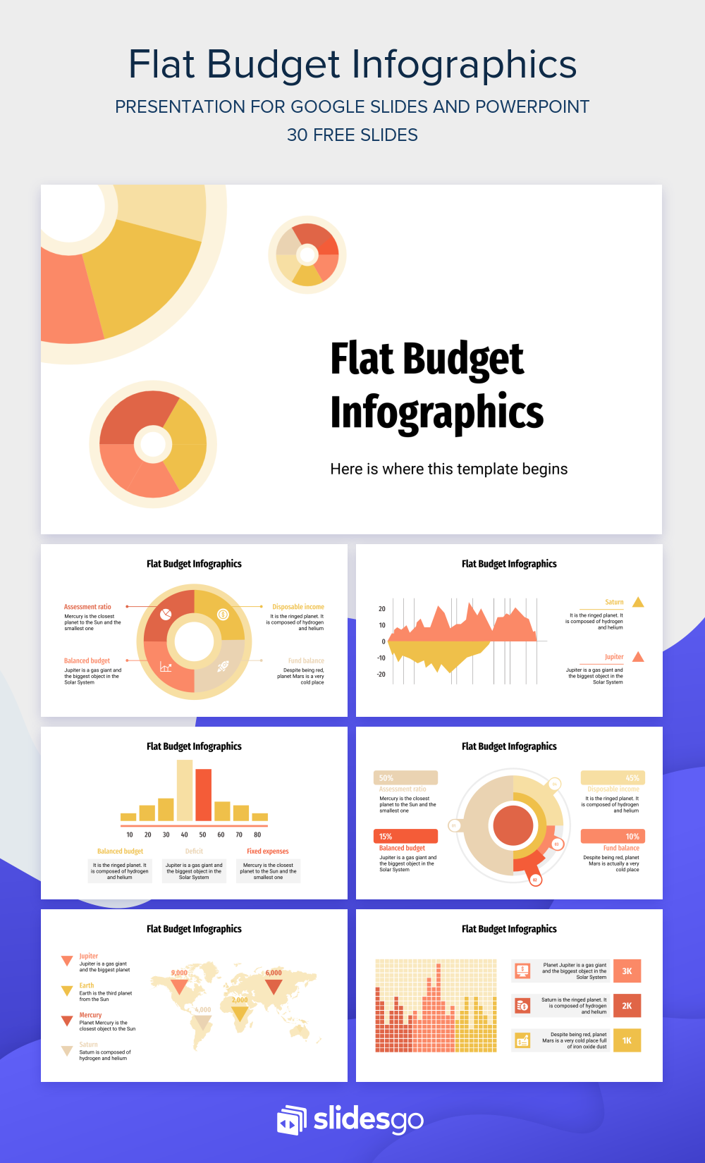 Free Flat Budget Infographics for Google Slides and PowerPoint